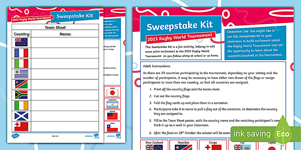 2023 Rugby World Tournament (Sweepstake Kit) (teacher made)