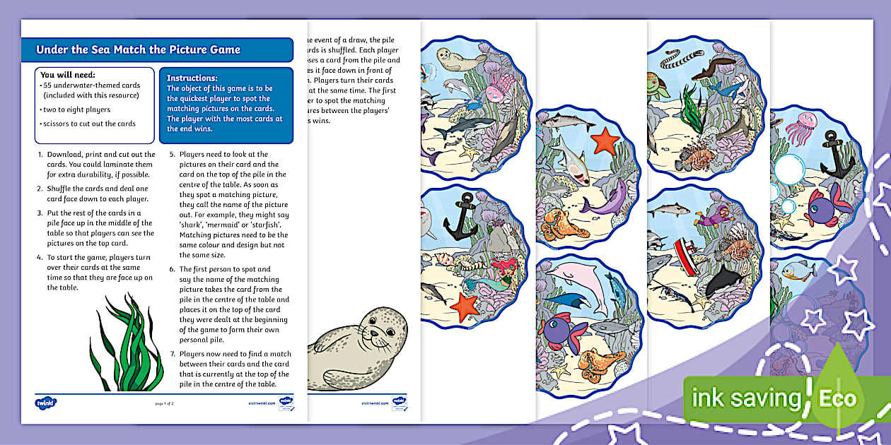 Under the Sea Match the Picture Game