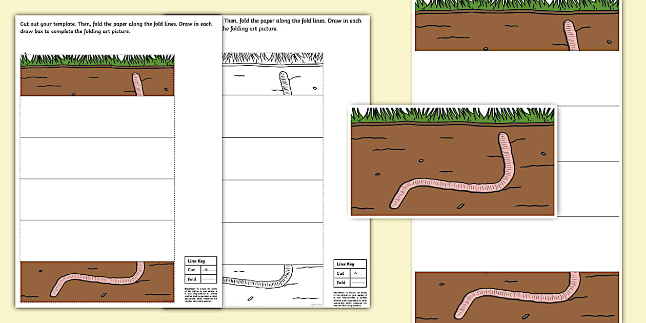 Worm Folding Art Template (Teacher-Made) - Twinkl