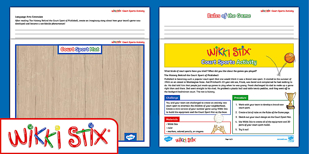 FREE! - Wikki Stix Court Sports Worksheet (Teacher-Made)