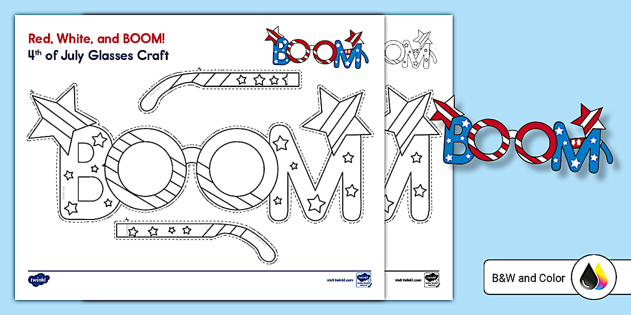 Red, White, and BOOM! 4th of July Glasses Craft - Twinkl