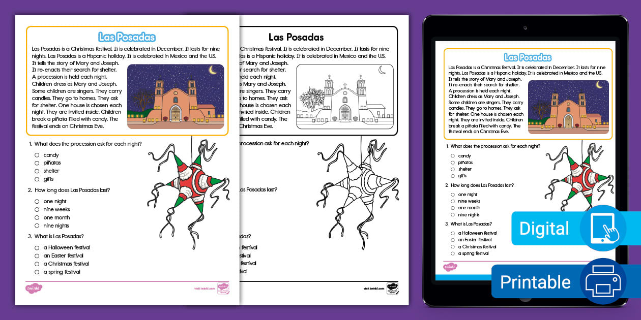 Las Posadas Reading Passage Comprehension Activity - Twinkl