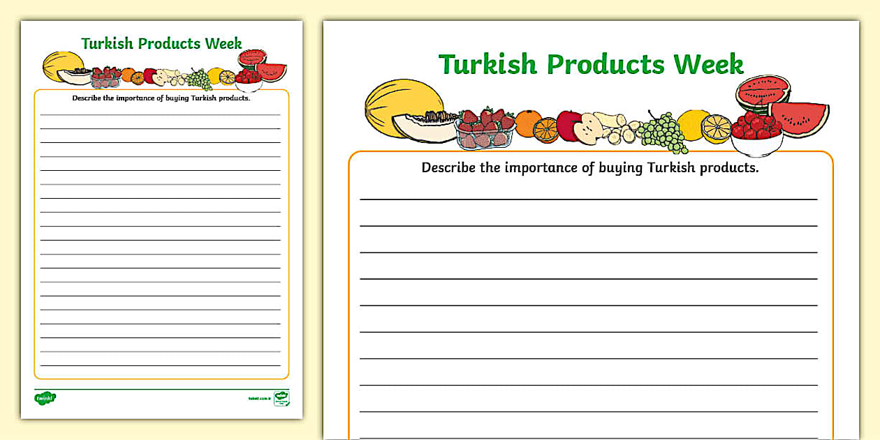 Turkish Products Week Writing Practice-Twinkl
