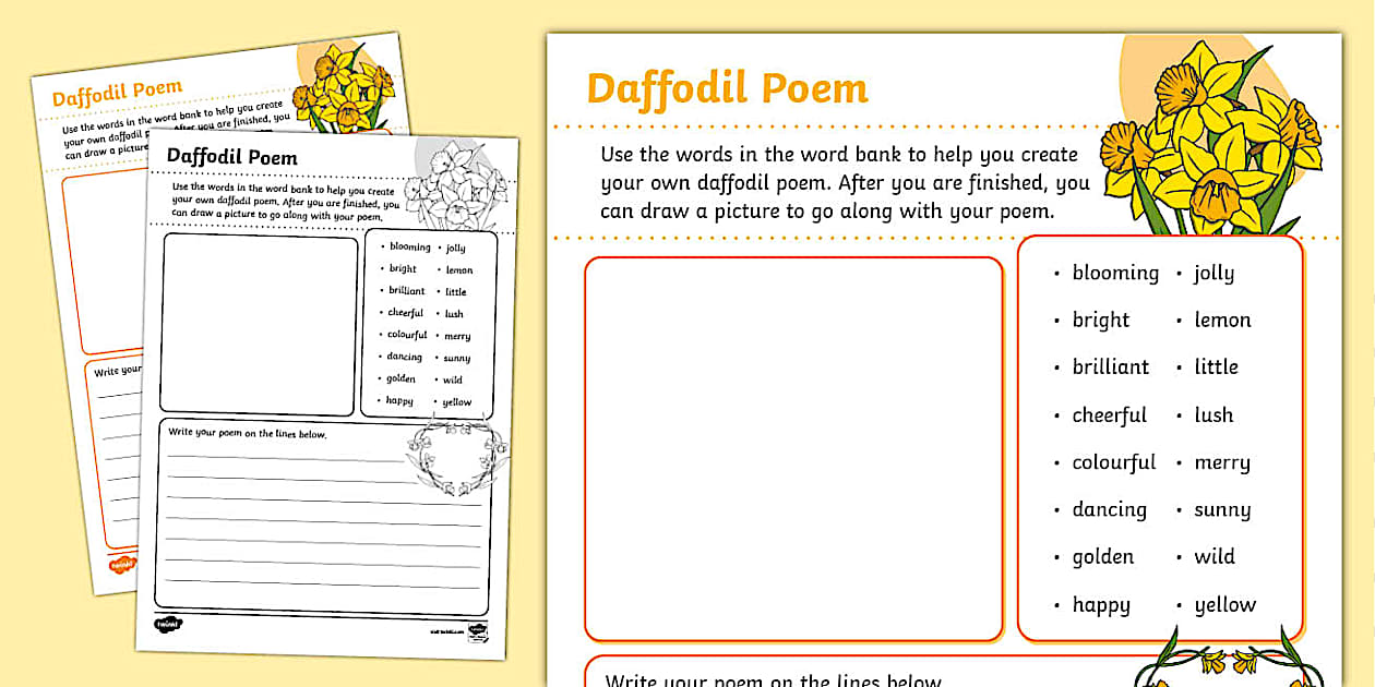 Daffodil Poem Writing Template (teacher made) - Twinkl