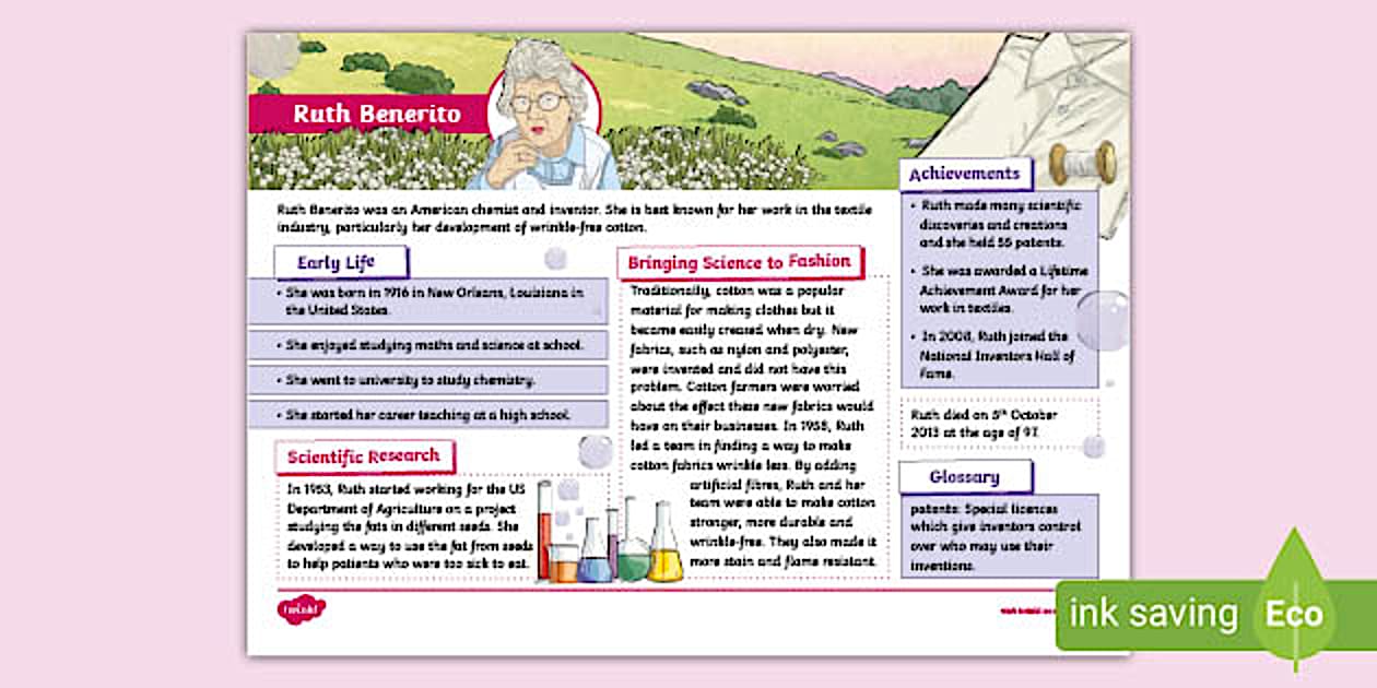 Ruth Benerito Fact File - Inventors - KS2 (teacher made)