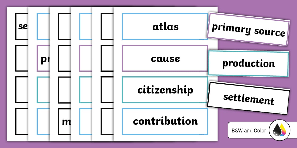 Tier 3 Social Studies Vocabulary Word Cards (teacher made)