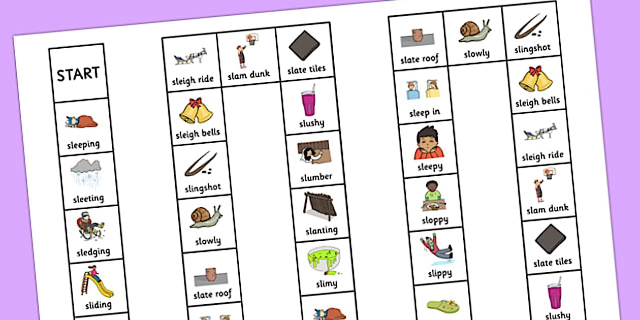 2 Syllable SL Sound Board Game - Twinkl