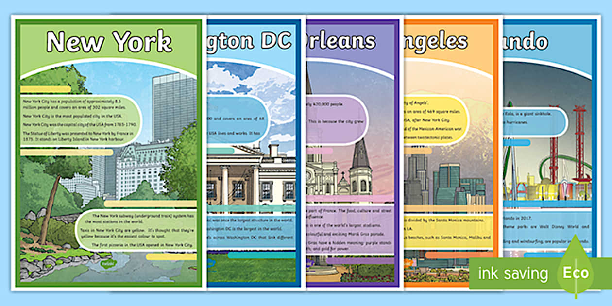 Cities to Visit in the USA - Fact Posters (teacher made)