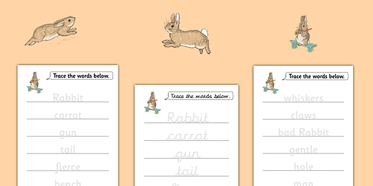Cursive Beatrix Potter - The Story of a Fierce Bad Rabbit Trace the Words