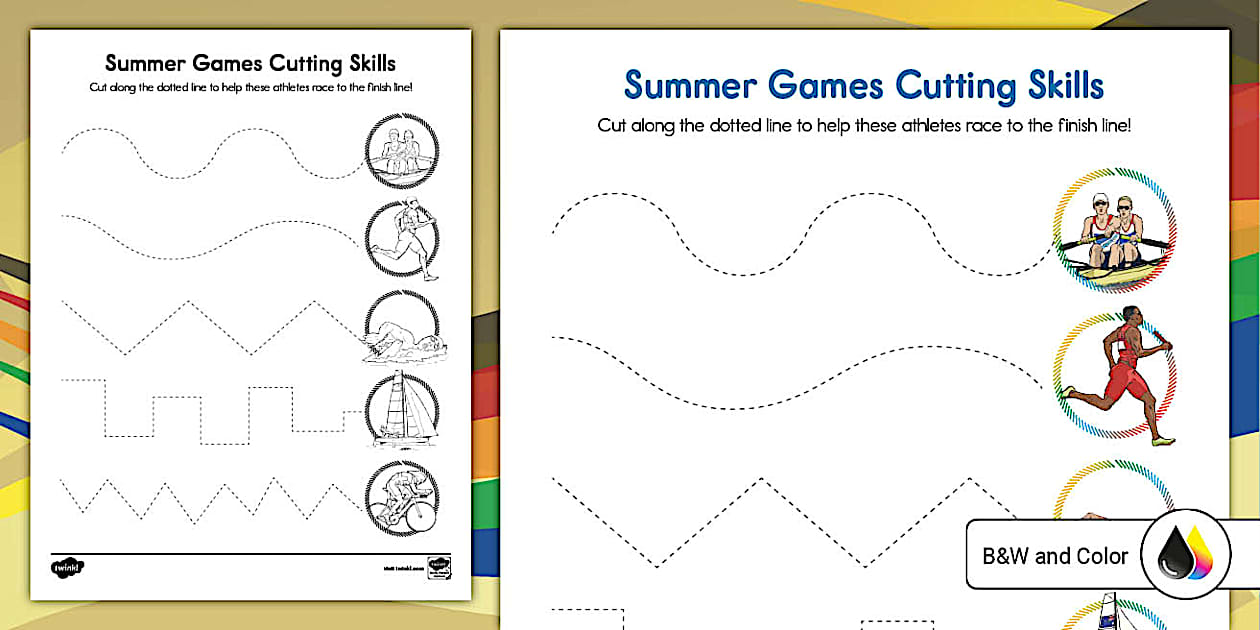 Summer Games Cutting Skills Worksheet (teacher made)