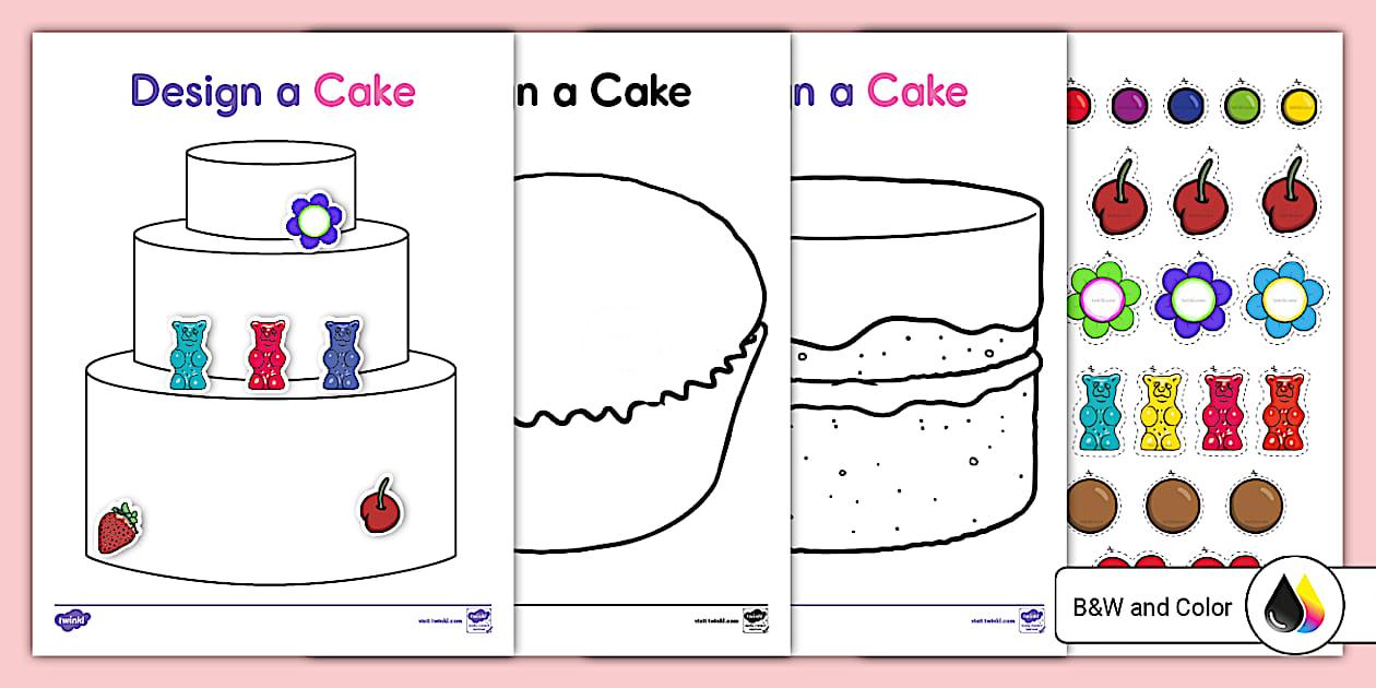 Design a Cake Cut and Paste Activity Worksheet - Twinkl
