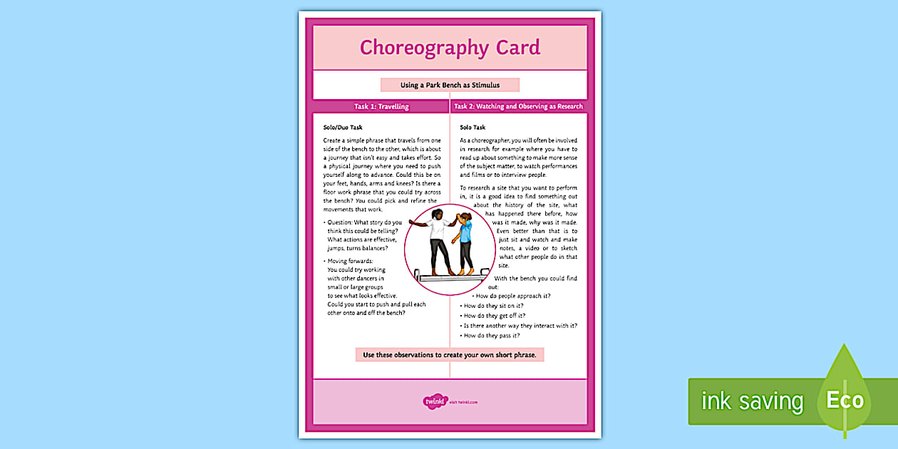 Choreograph on a Bench Worksheet / Worksheet (teacher made)