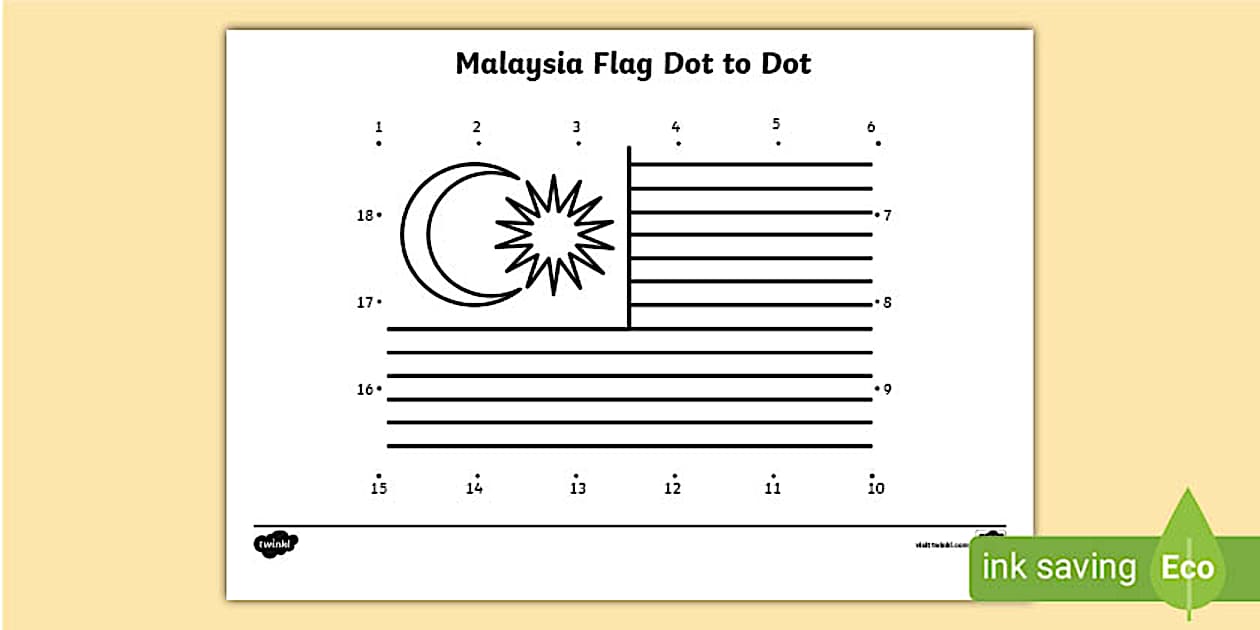 Malaysia Flag Dot-to-Dot Worksheet | Twinkl | Flags | KS1