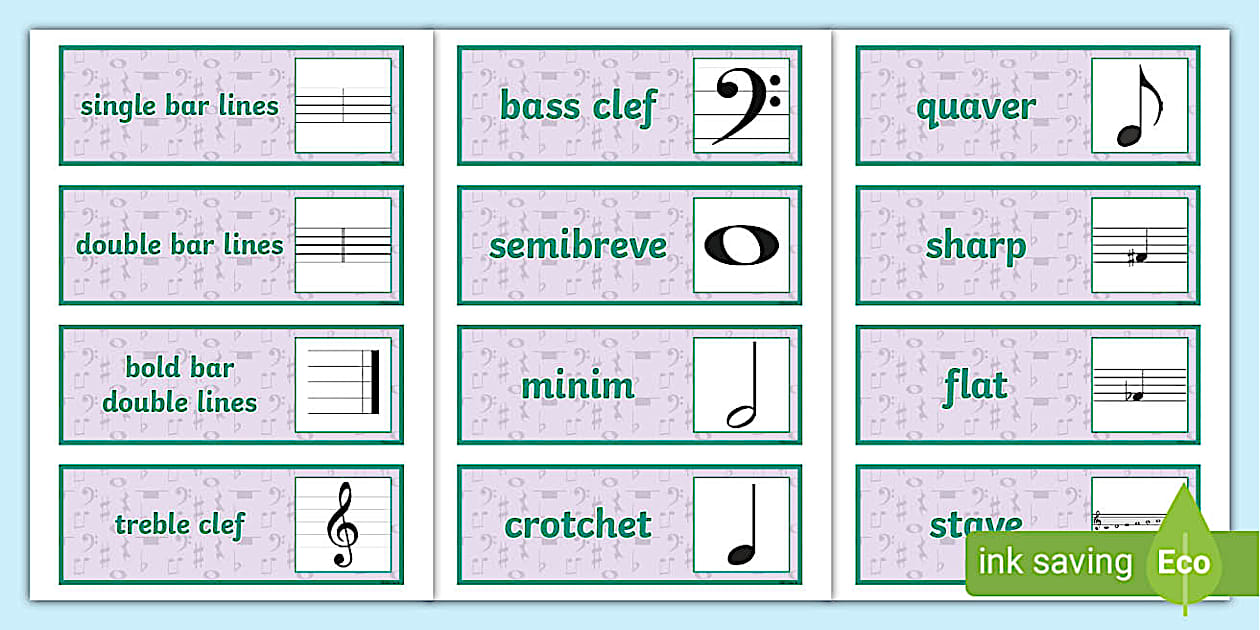 Music Notation Word Cards 3rd/4th Class (teacher made)