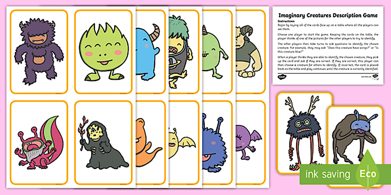 Editable Imaginary Creatures Description Game (teacher made)