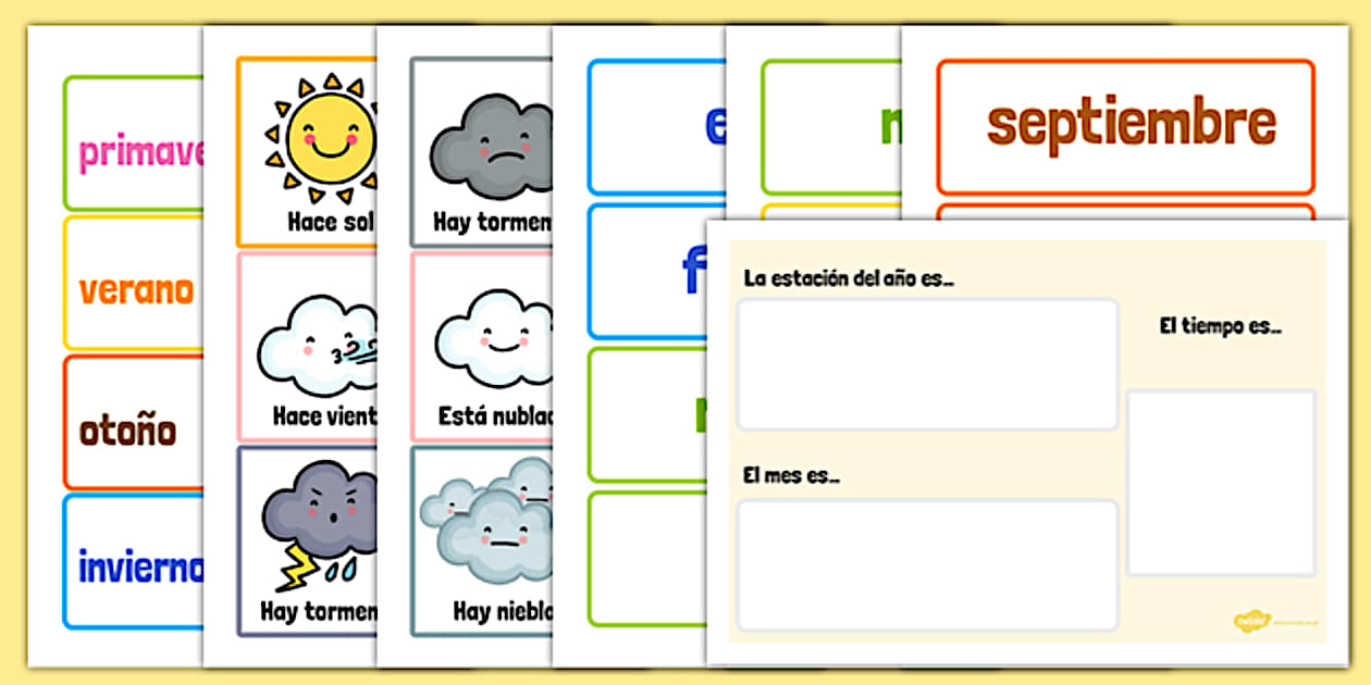 Editable Month, Weather and Season Calendar Spanish - Twinkl