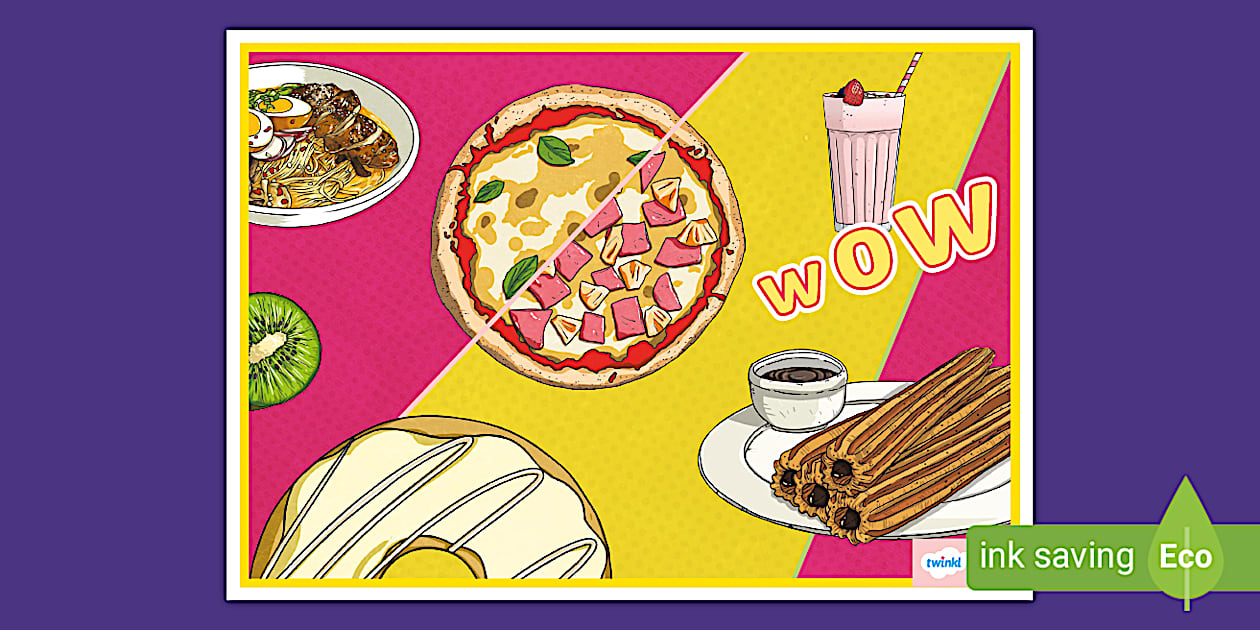 Food Pop Art Display Poster (teacher made) - Twinkl