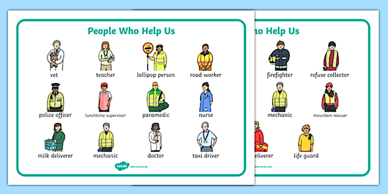 Jobs - People Who Help Us Vocabulary Mat - ESL Jobs Vocabulary