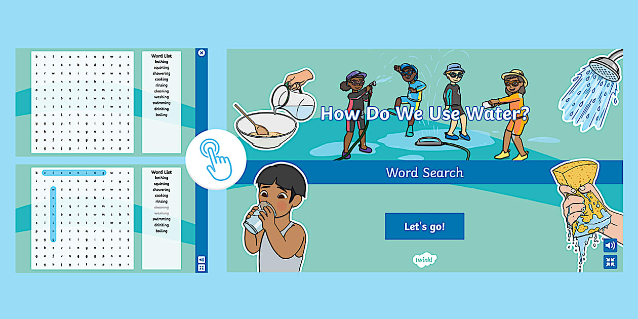 How Do We Use Water? Interactive Word Search (teacher made)