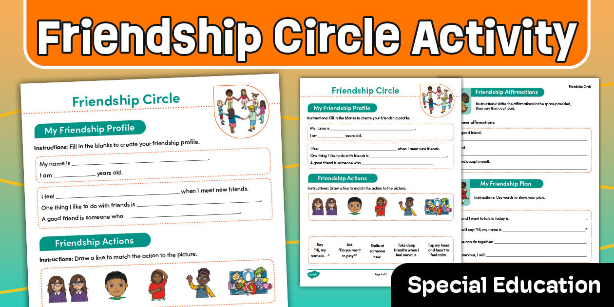 Friendship Circle Activity Worksheet for Special Education