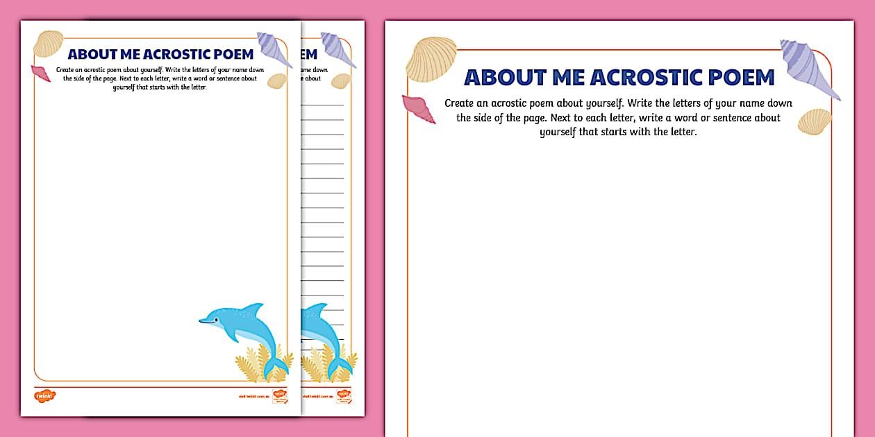 Back to School About Me Acrostic Poem (teacher made)