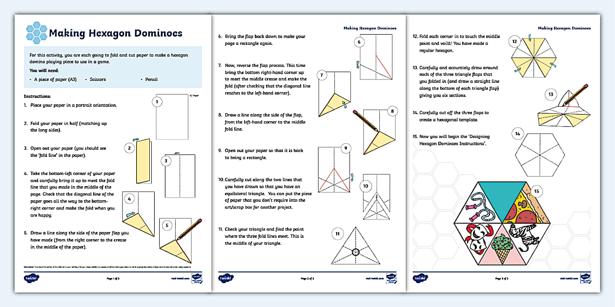 Making Hexagon Dominoes Craft Instructions (teacher made)