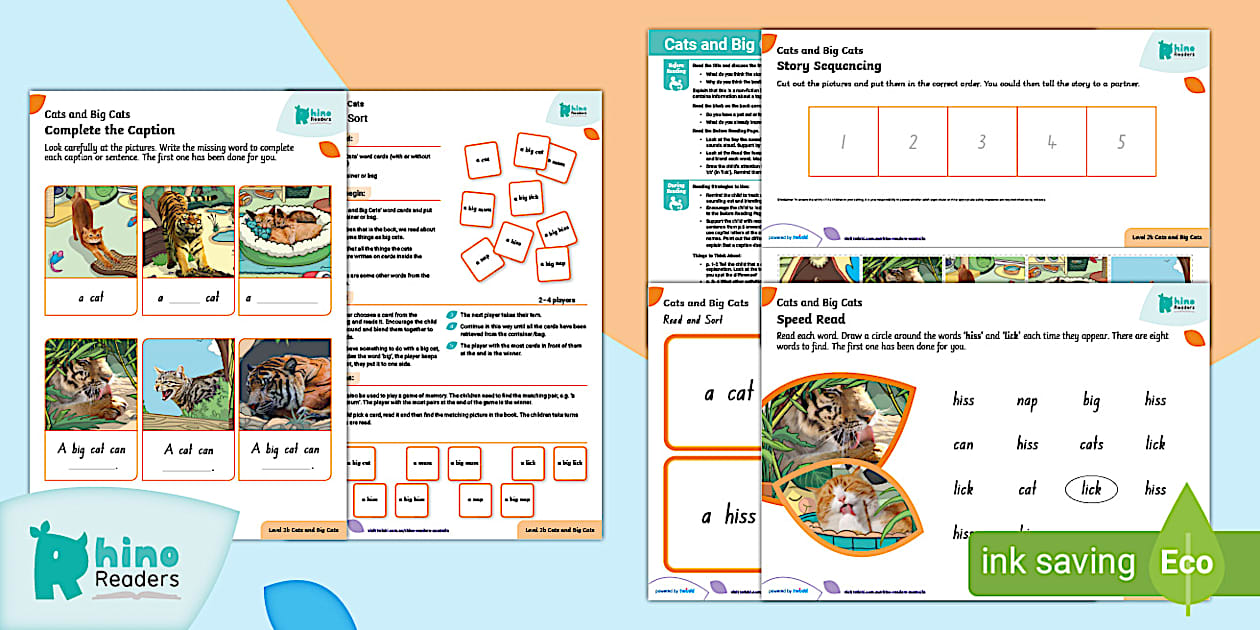 Level 2b Cats and Big Cats Guided Reading Pack - Twinkl