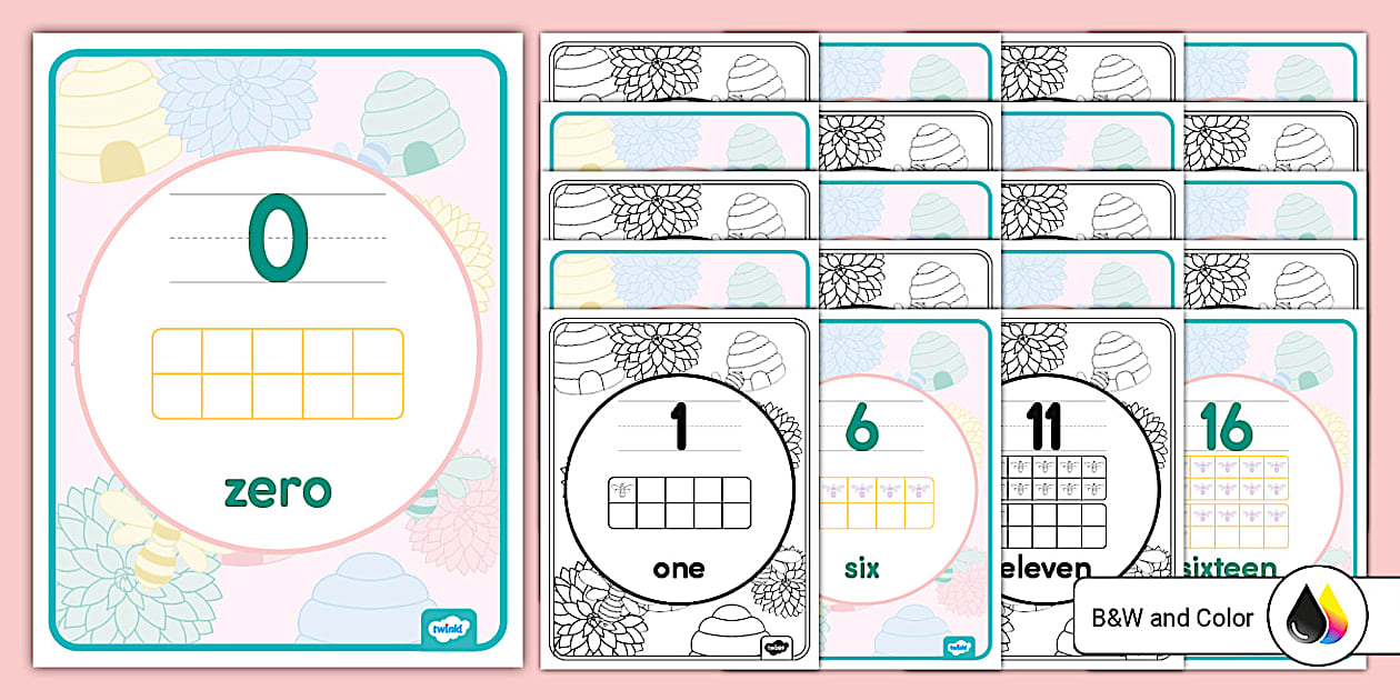 Pastel Bee Theme Numbers Posters/Signs (teacher made)