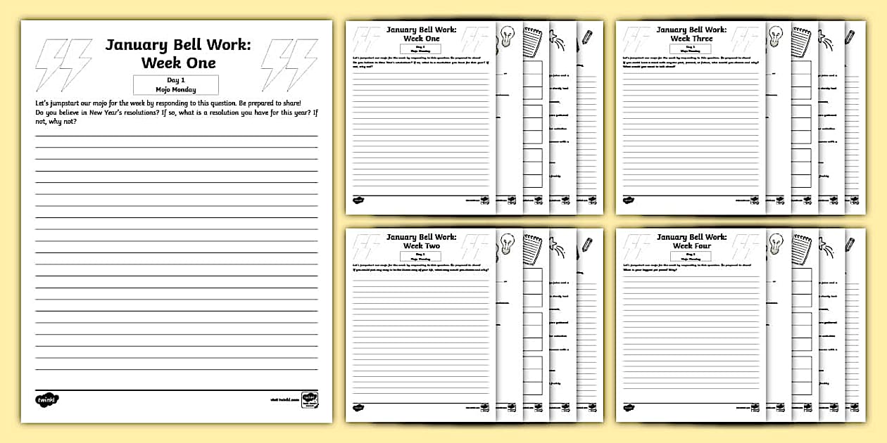 Seventh Grade ELA January Bell Work Bundle (Teacher-Made)