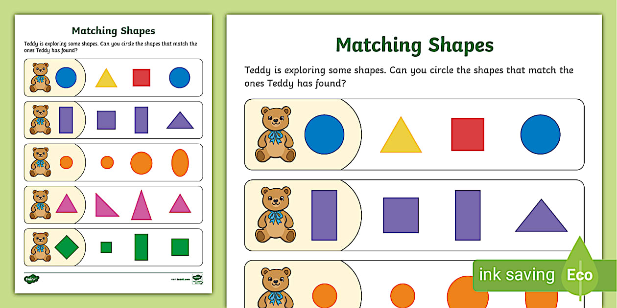 👉 Matching Shapes Activity Sheet (teacher made) - Twinkl