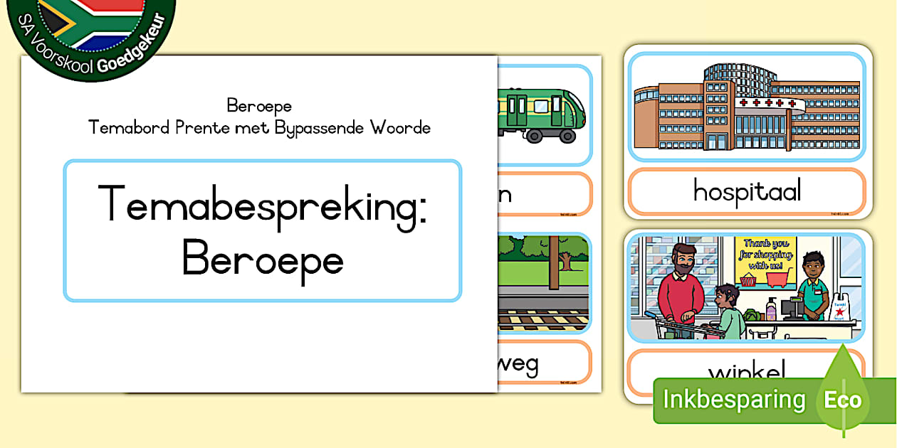 Temabord: Prente en Woorde oor Beroepe (Teacher-Made)