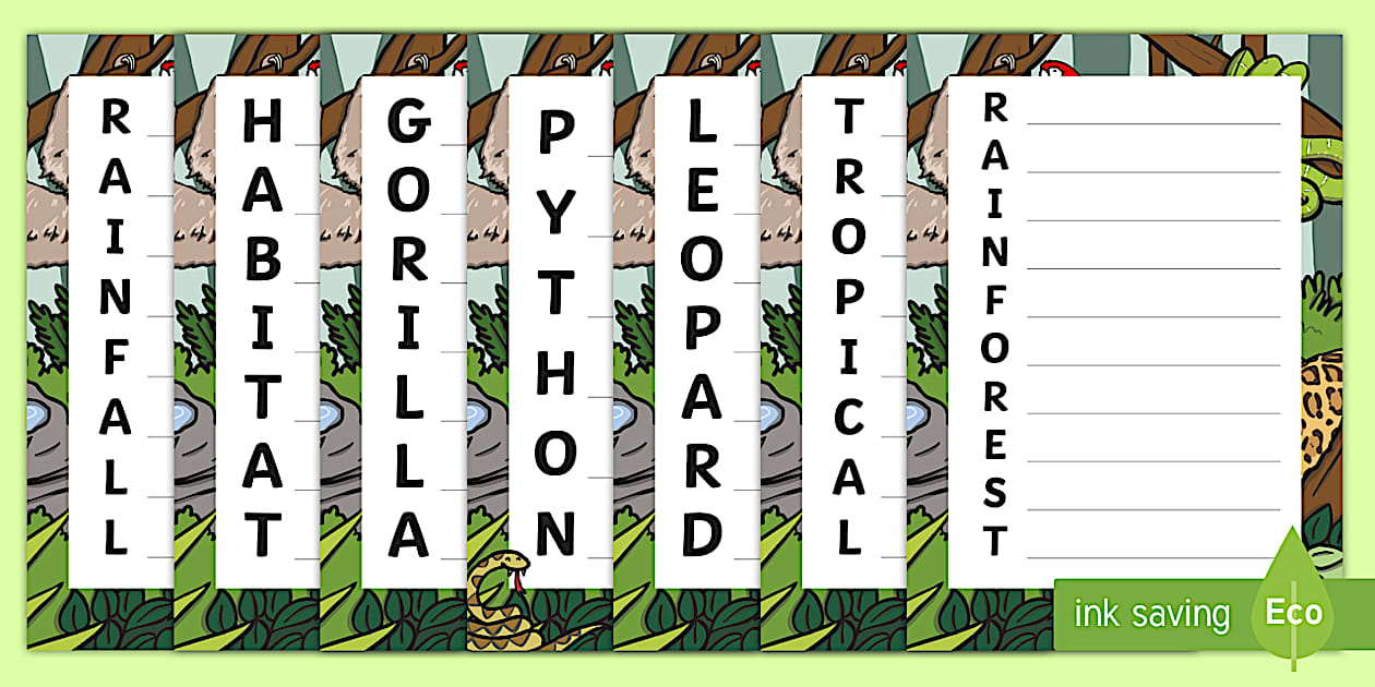 Editable Rainforest Acrostic Poem (teacher made) - Twinkl