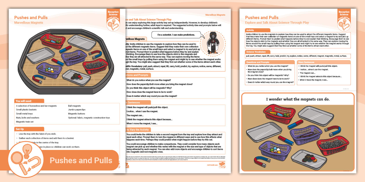 Kindergarten Pushes & Pulls Large Activity Tray Marvellous Magnets