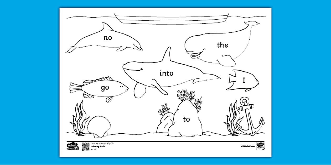 QLD Phase 2 Under the Sea Tricky Word Colouring Assessment Sheet