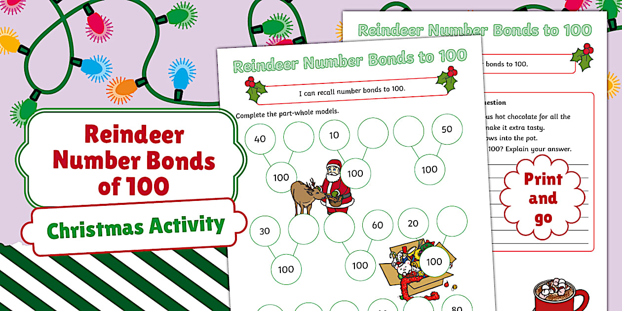 👉 Reindeer Number Bonds of 100 Christmas Activity