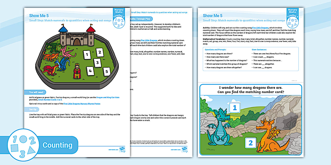 EYFS Nursery Maths Counting: Show Me 5 Large Activity Tray