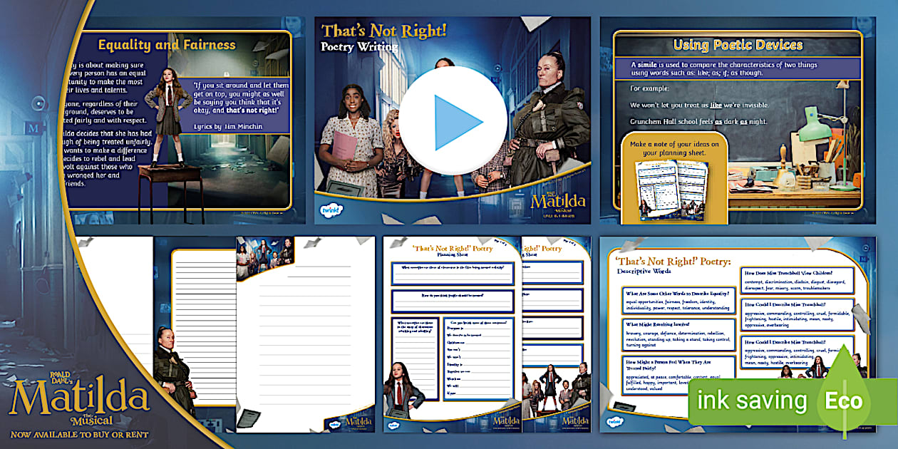 FREE! - Matilda Writing Prompt | Matilda The Musical Poetry Pack