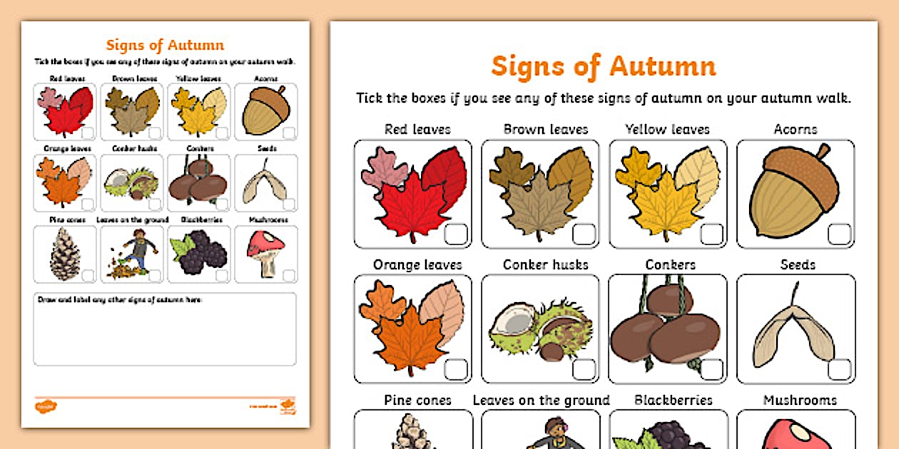 Signs of Autumn Checklist | Primary Resources - Twinkl