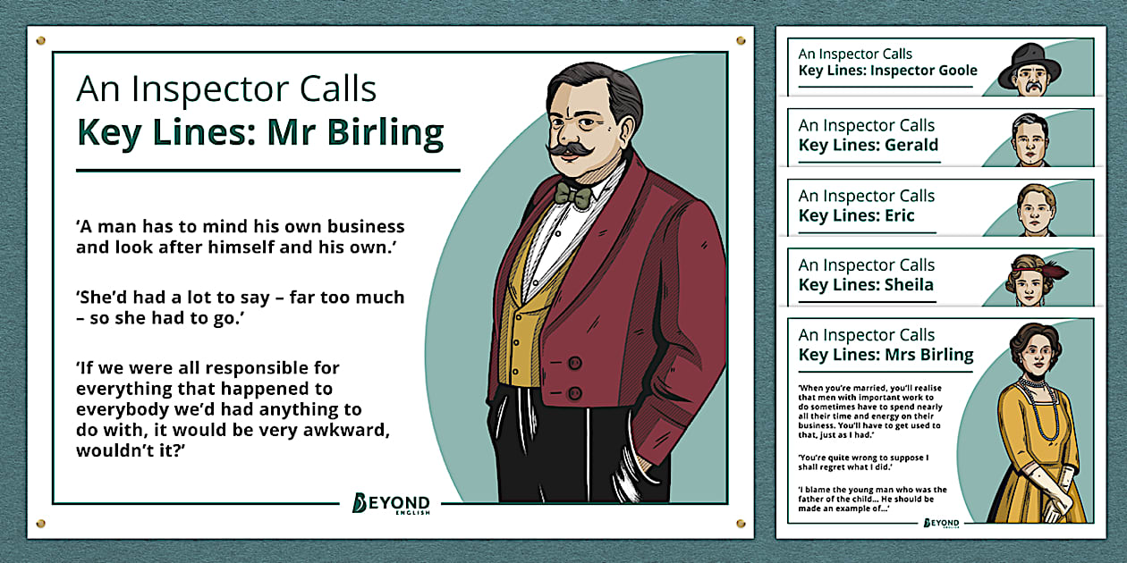 GCSE An Inspector Calls: Key Character Lines Display Posters