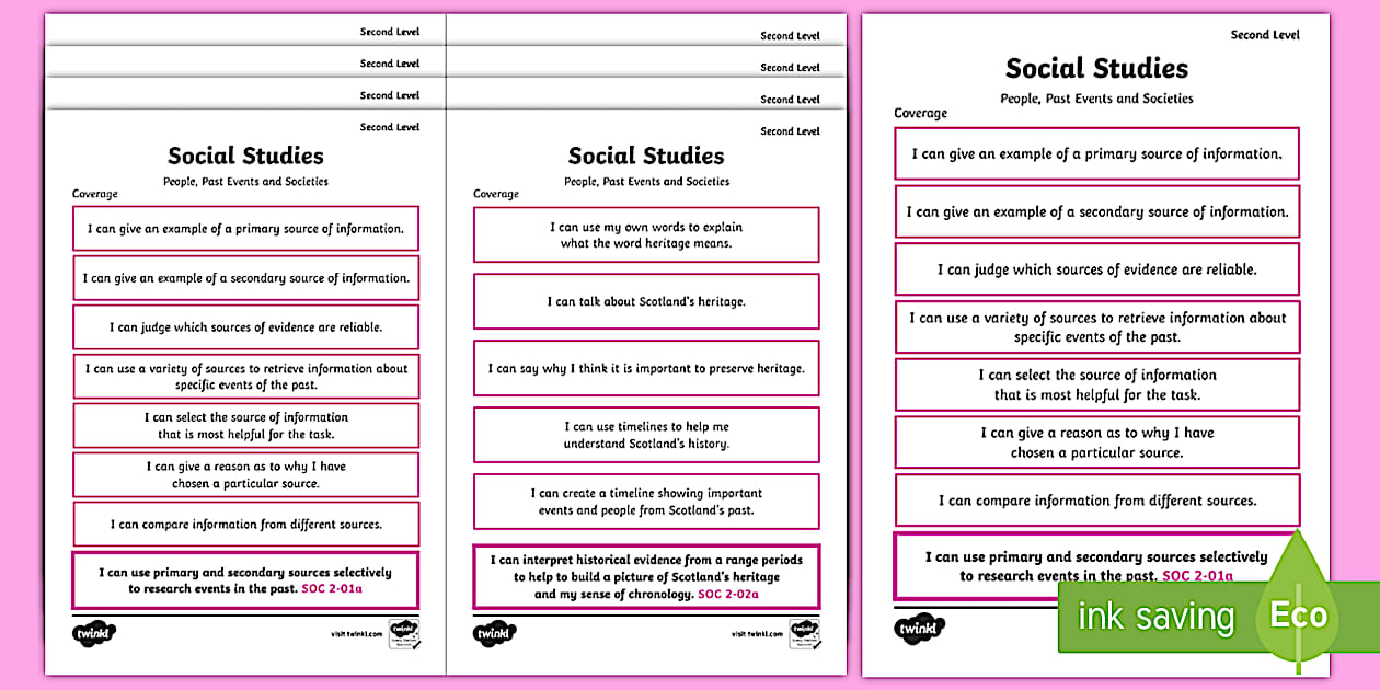 CfE Second Level Social Studies Child-Friendly Assessment Tracker