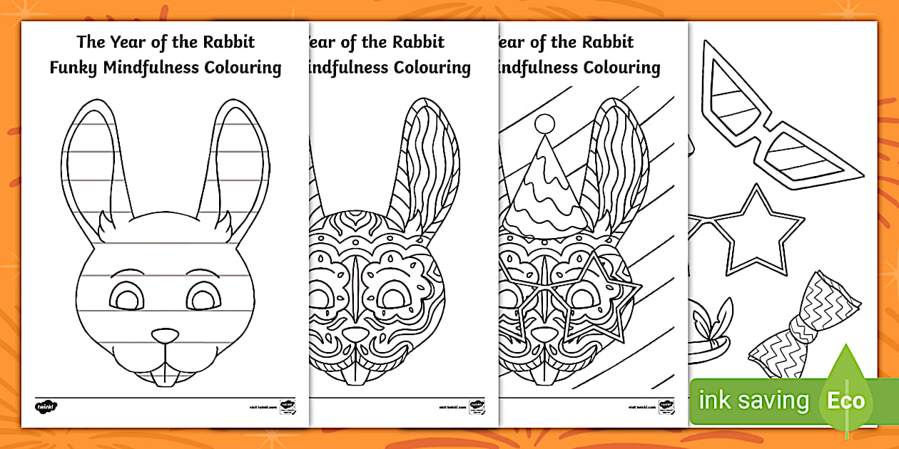 Year of the Rabbit Funky Mindfulness Colouring Activity