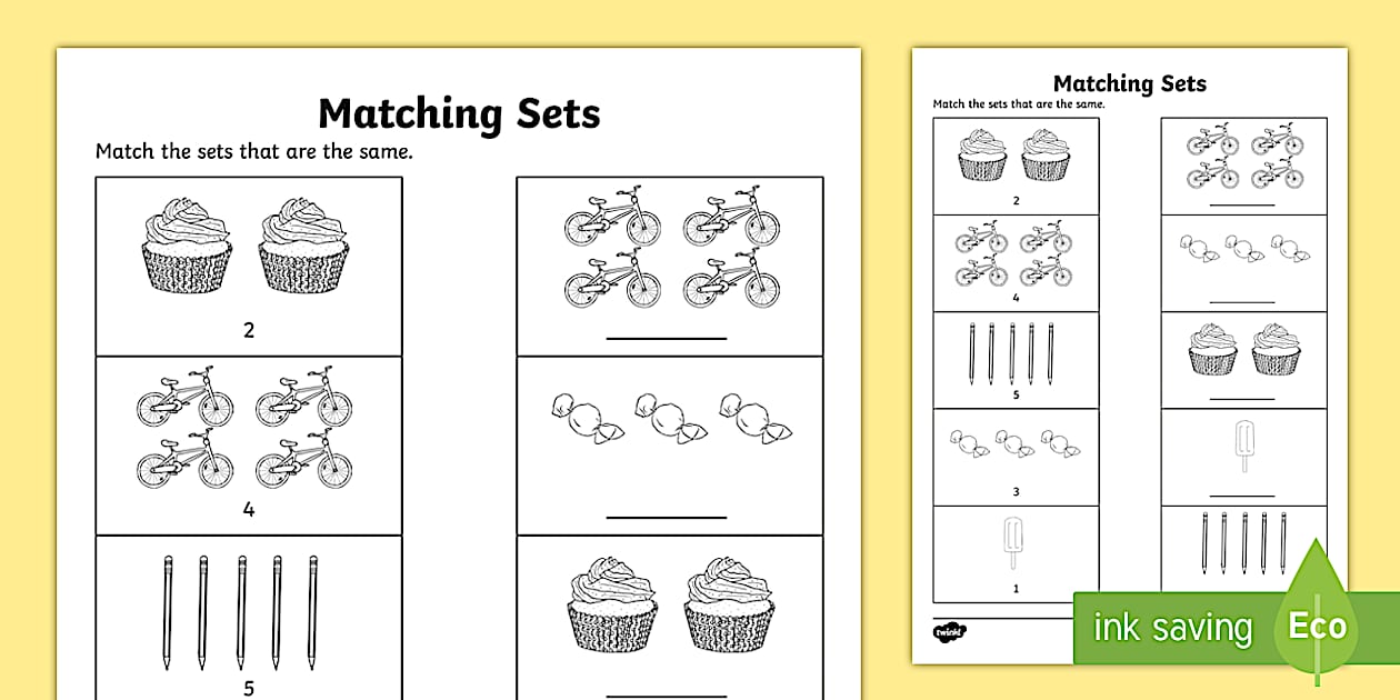 Matching Equivalent Sets 0-5 Worksheet (Teacher-Made)