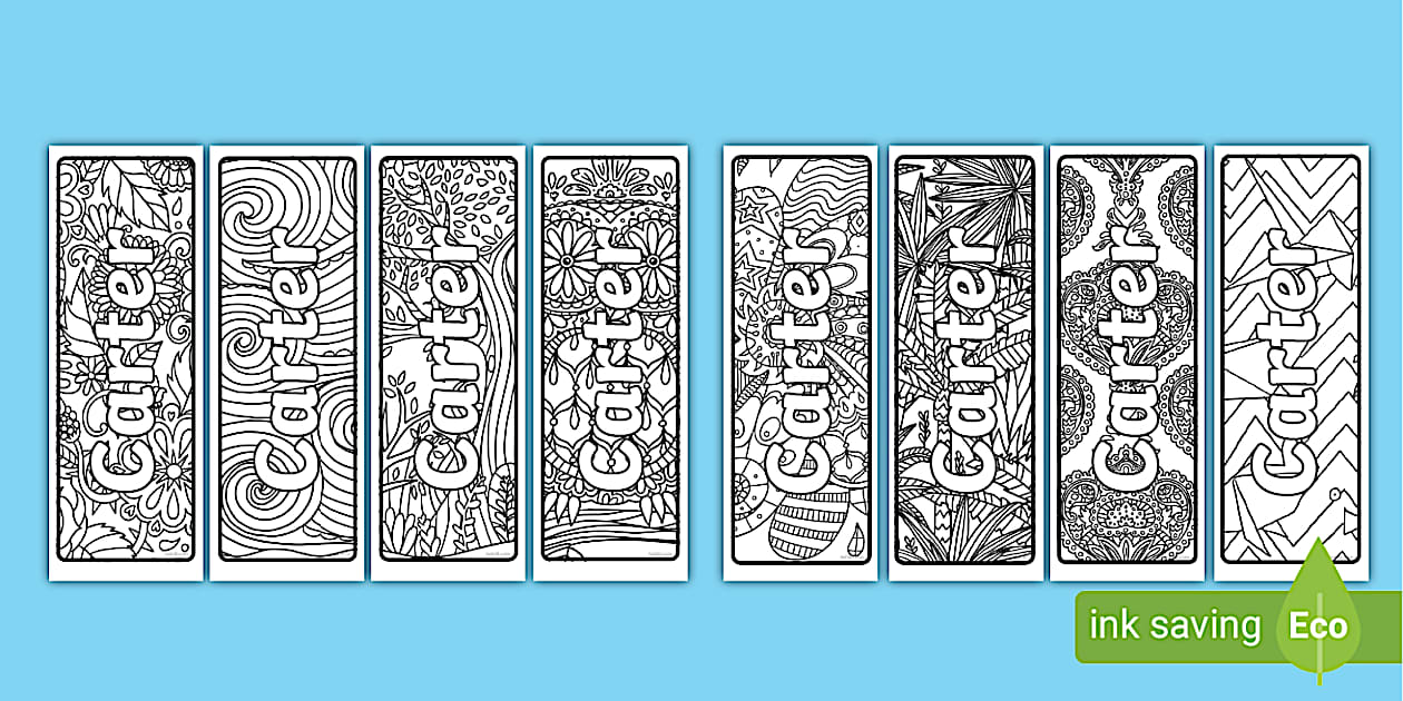 Carter Mindfulness Name Colouring Bookmarks - Twinkl