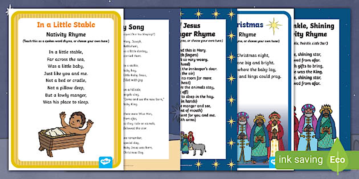 Christmas Nursery Rhymes with Lyrics | Nativity Nursery