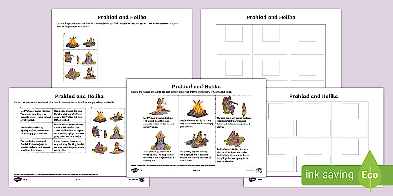 KS2 Krishna and Holika Sequencing Activity (teacher made)