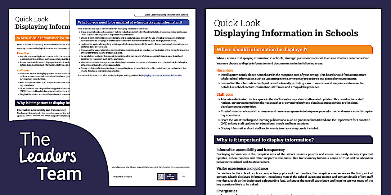 Quick Look: Displaying Information in Schools - SLT - Twinkl