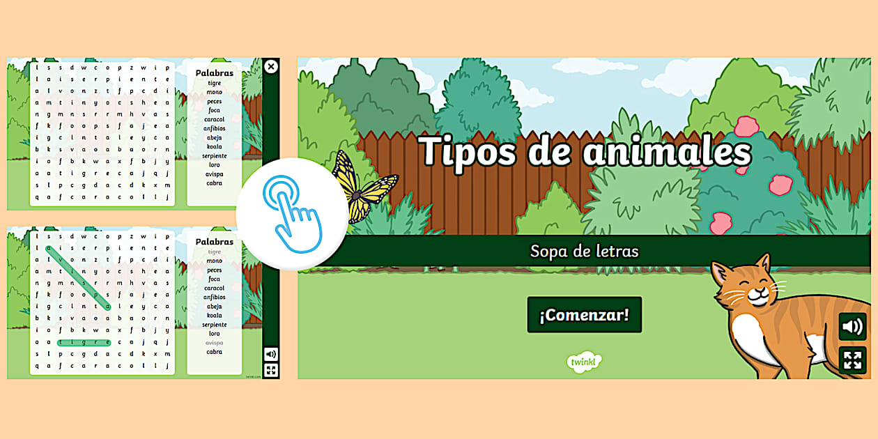 Sopa de letras sobre los animales | Recursos interactivos
