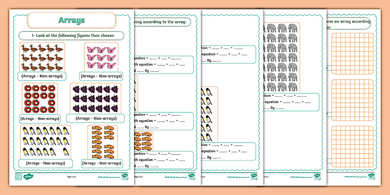 Arrays worksheet (teacher made) - Twinkl