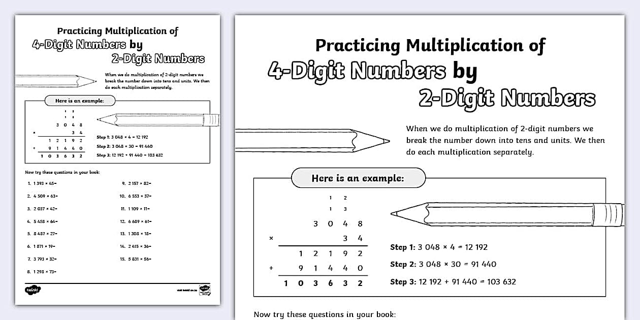 Practicing Multiplication of 4-Digit Numbers by 2-Digit Numbers ...