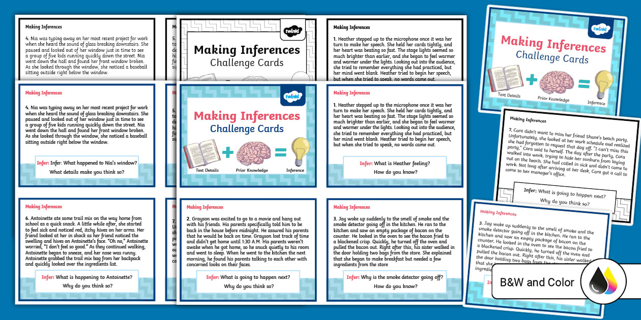 Sixth Grade Making Inferences Challenge Cards (teacher made)